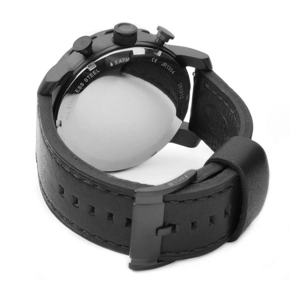 Fossil Nate Chronograph Black Dial Black Leather Strap Watch for Men